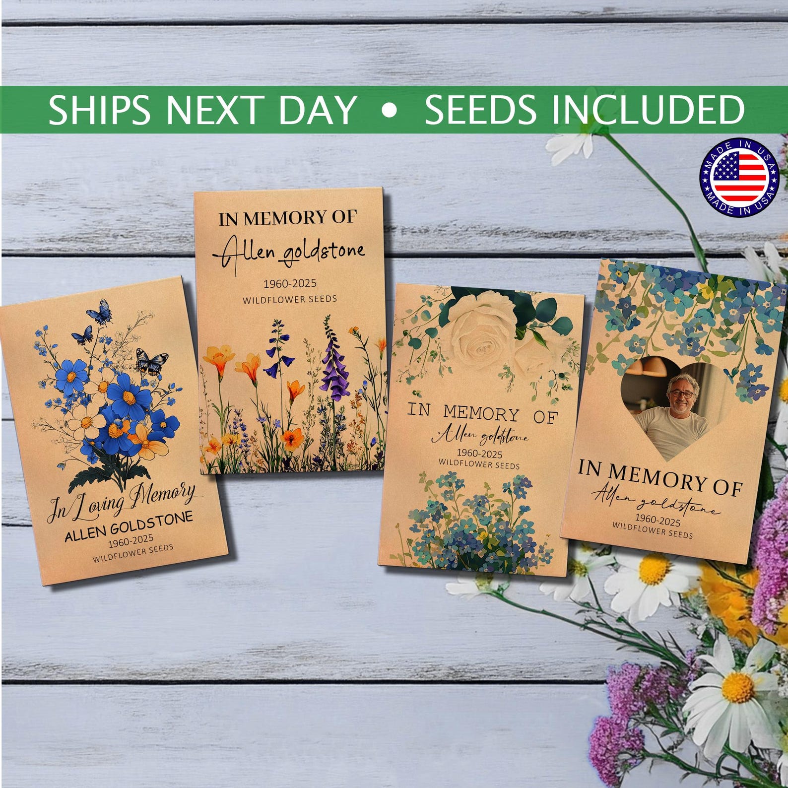 In Loving Memory Wildflower Seed Packets, Custom Memorial Favors ...