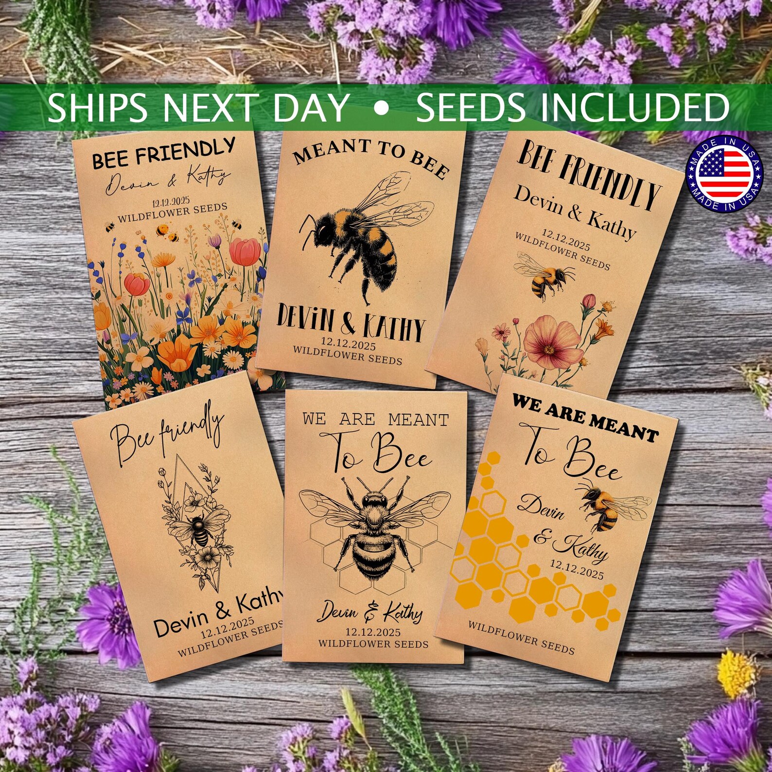 Meant to Bee Wildflower Seed Packets/custom Wedding Favors/eco-friendly ...