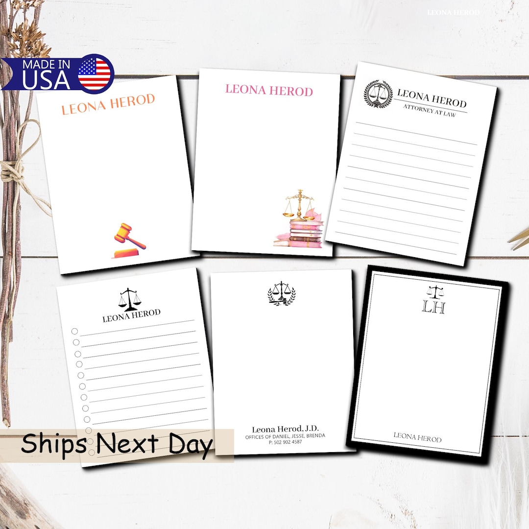 Personalized Lawyer Notepad, Scales of Justice Book Stack - Etsy