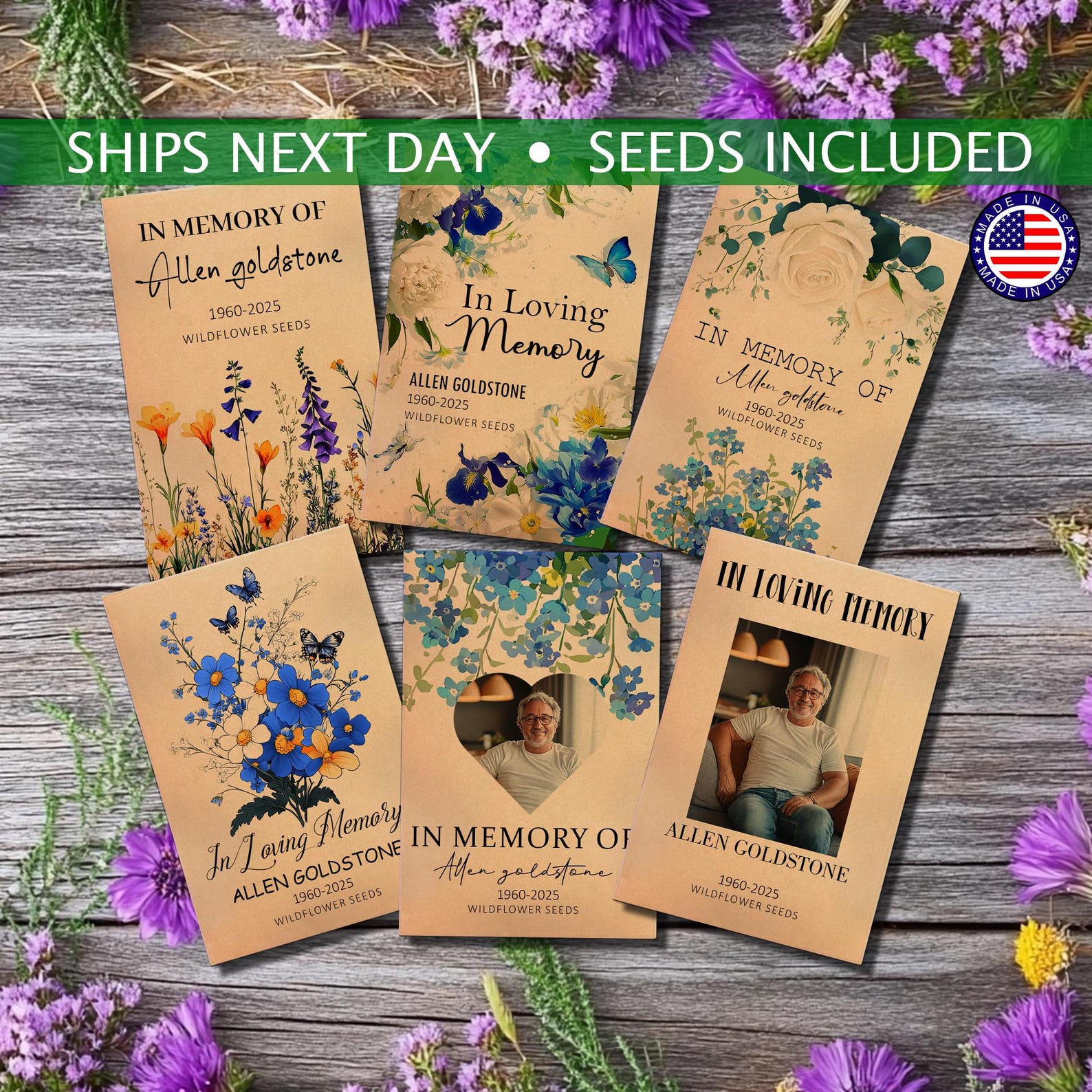 In Loving Memory Wildflower Seed Packets, Custom Memorial Favors ...