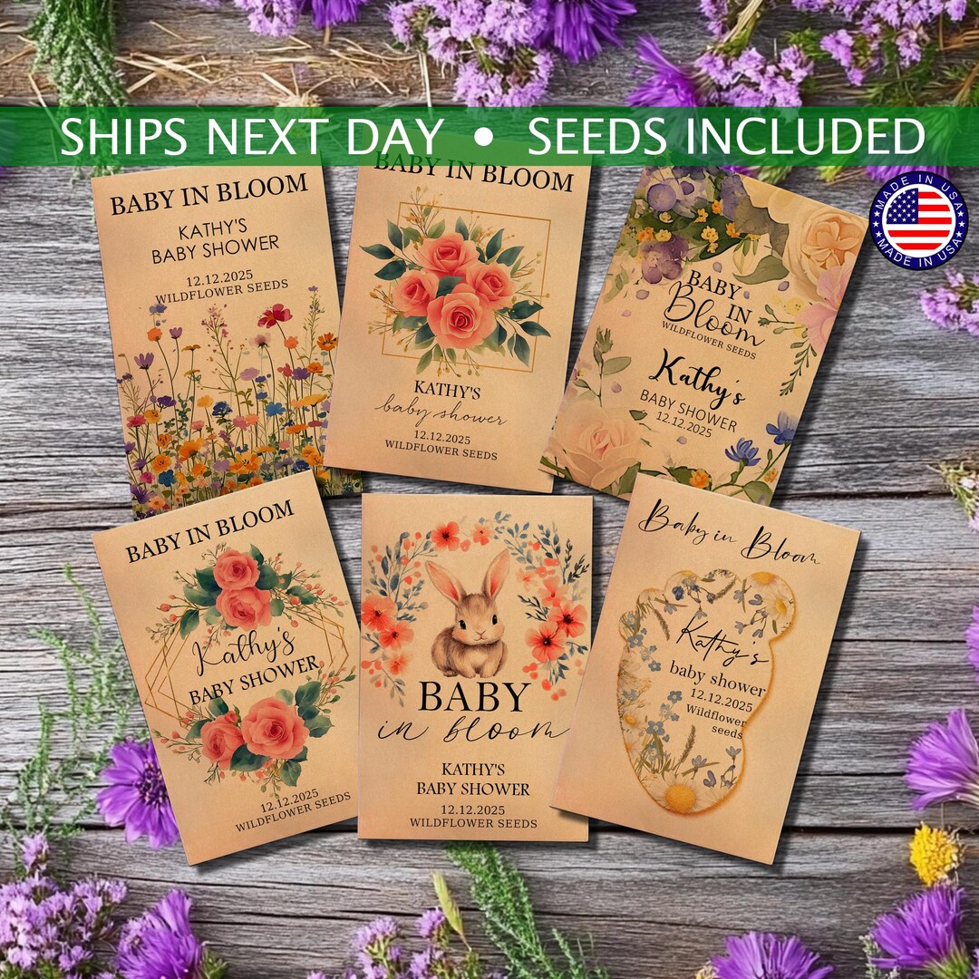 Baby Shower Favors/custom Seed Packets/baby in Bloom/for Guests in Bulk ...