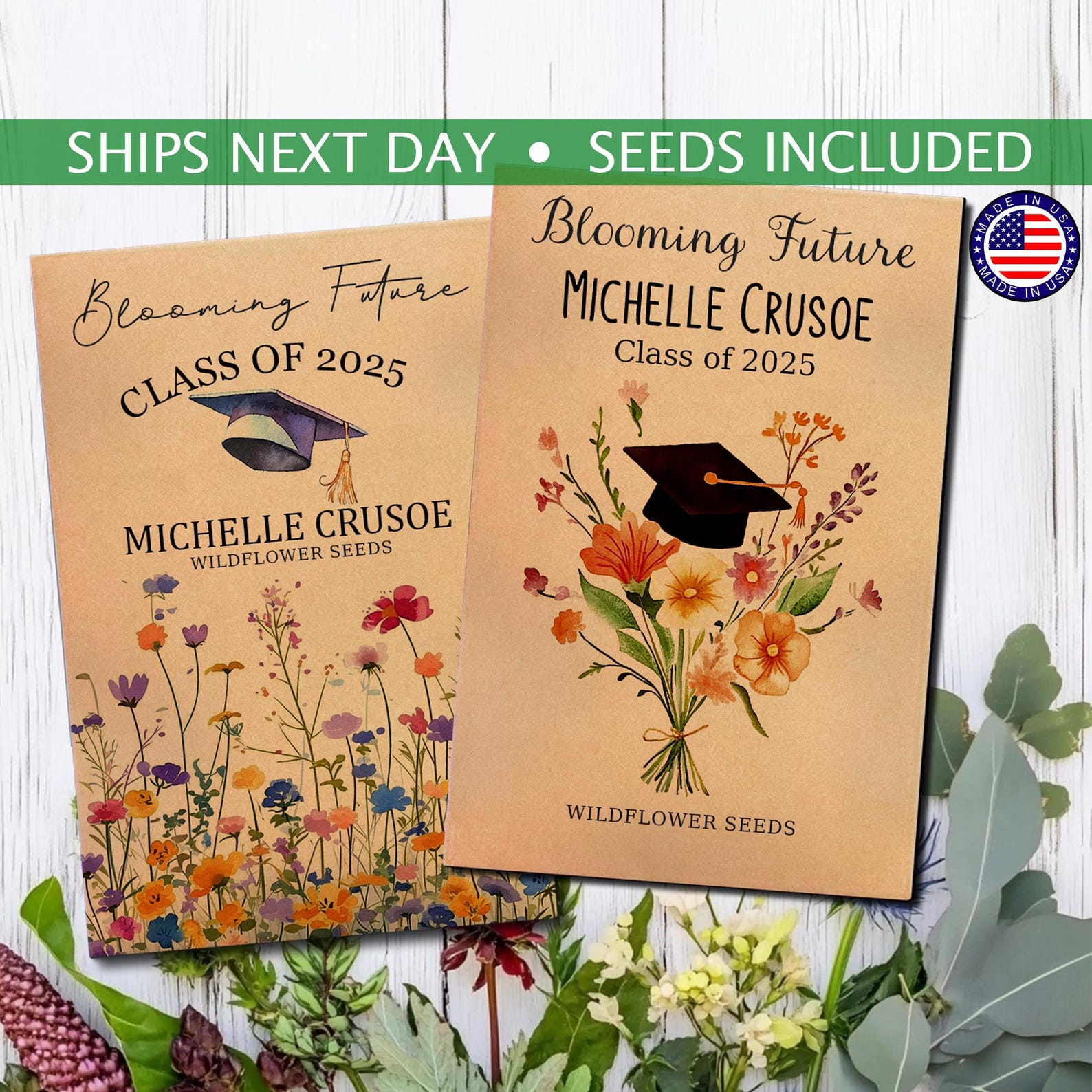 Graduation Favor Wildflower Seed Packets With Hat/personalized ...