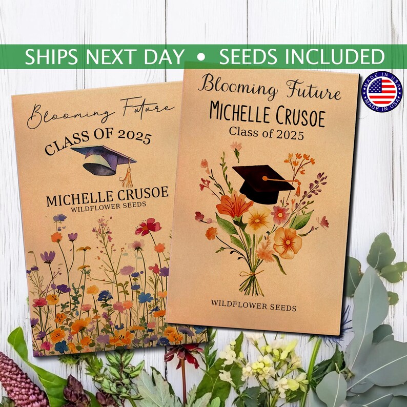 Graduation Favor Wildflower Seed Packets With Hat/personalized ...