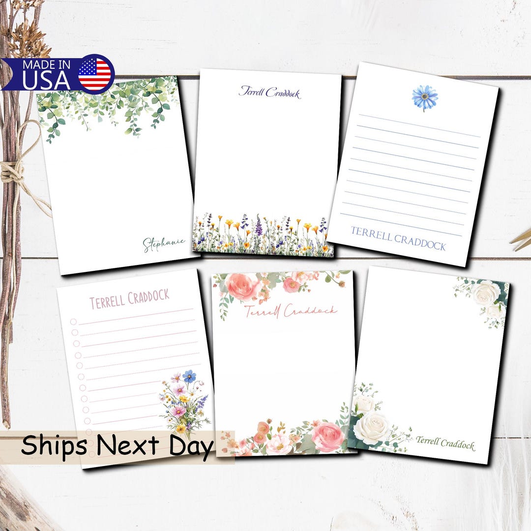 Floral Personalized Notepad, Wildflower Garden Stationery - Etsy