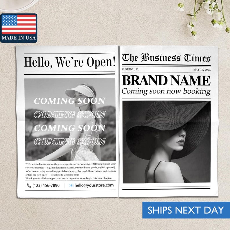 Business Newspaper Template, Printed Large Newspaper Announcement ...