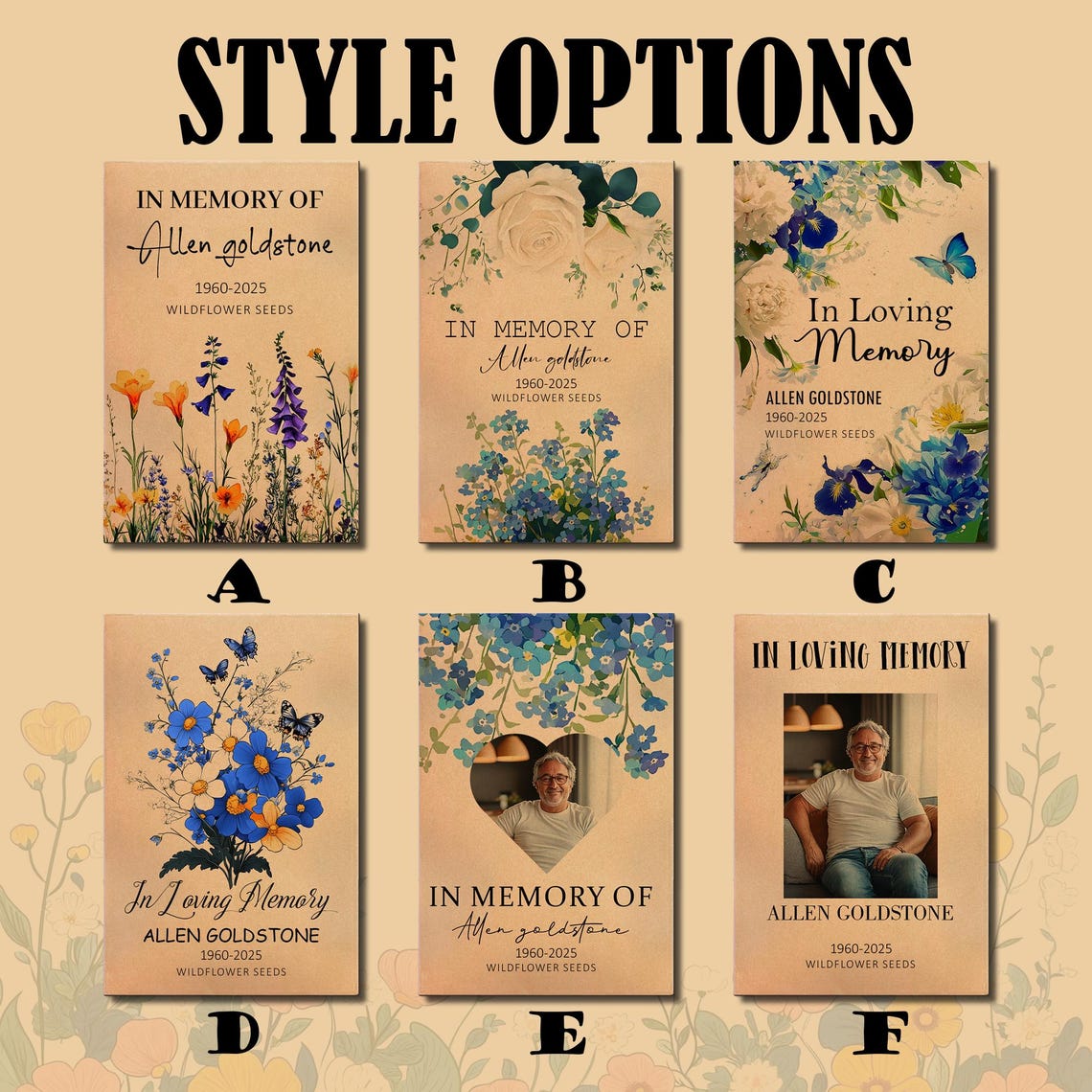 25 BULK in Loving Memory Wildflower Seed Packets/memorial Favors ...