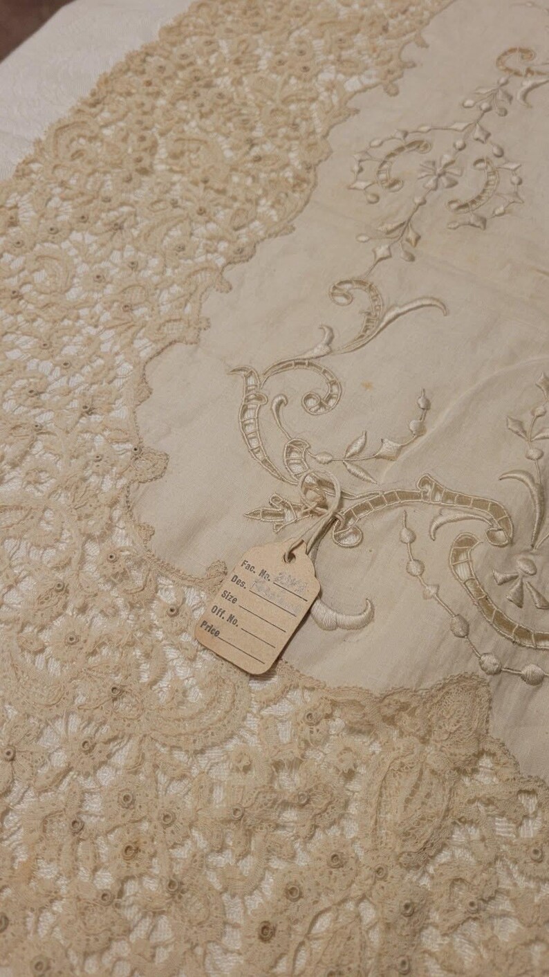 10 Piece Vintage Italian Table Linen Set With Rosaline Lace brussels ...