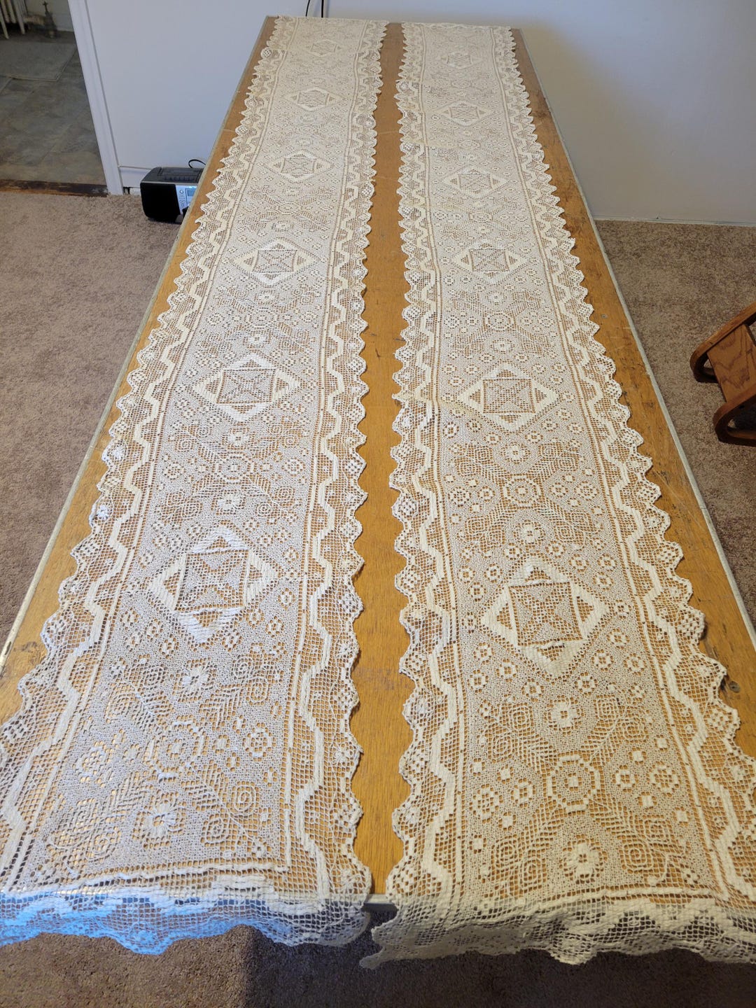 Vintage, Pair of Filet Crochet Net Table Runners or Mantle Runners. - Etsy