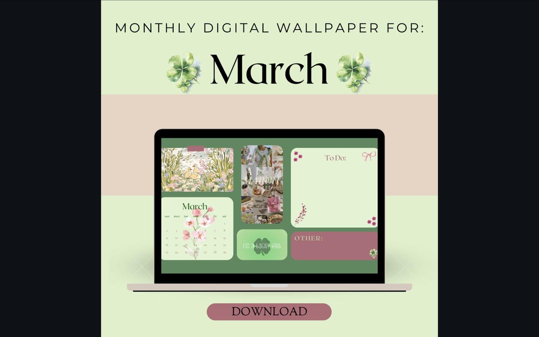 March Digital Wallpaper - Etsy