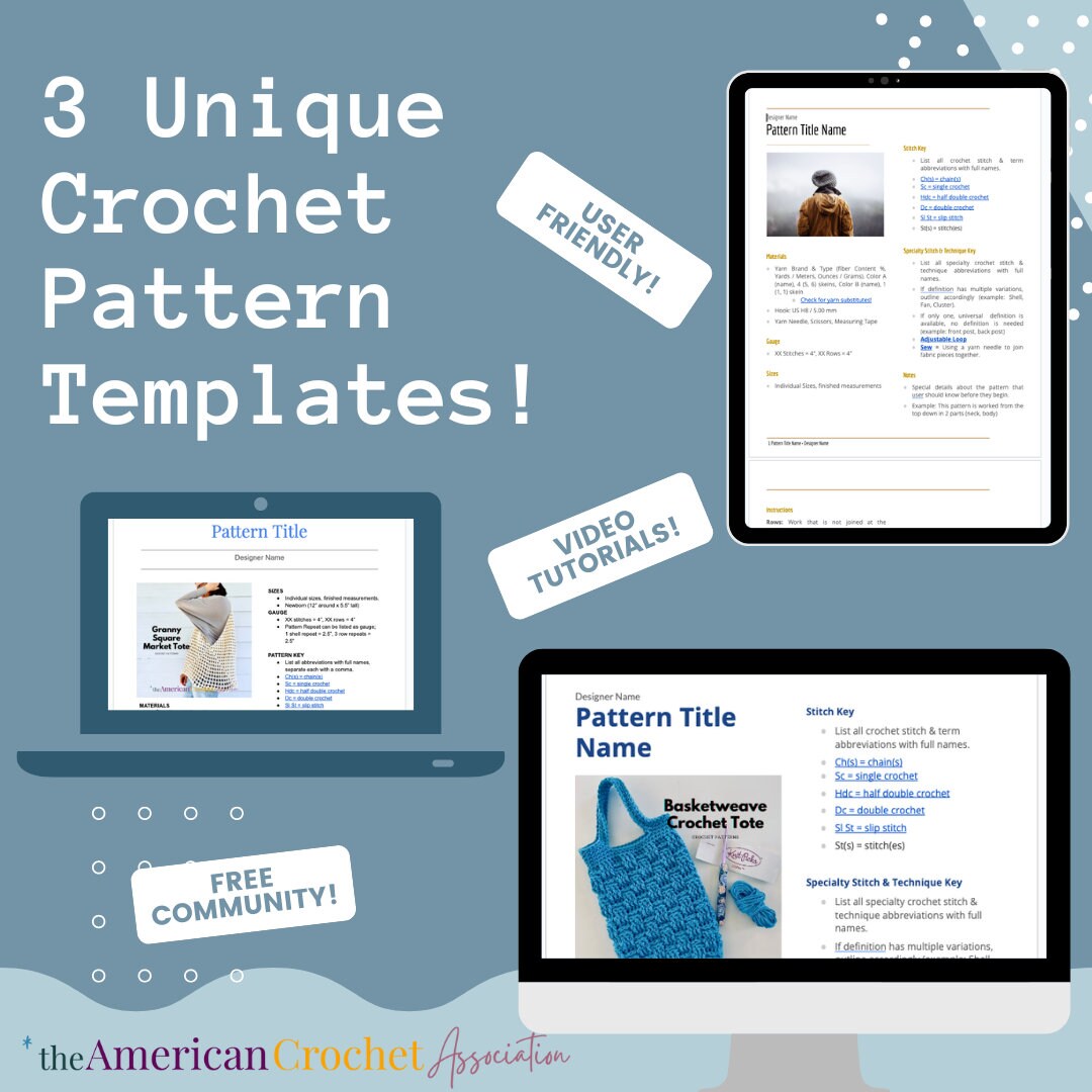 Crochet Pattern Template - 3 Unique Digital Files to Personalize - Etsy