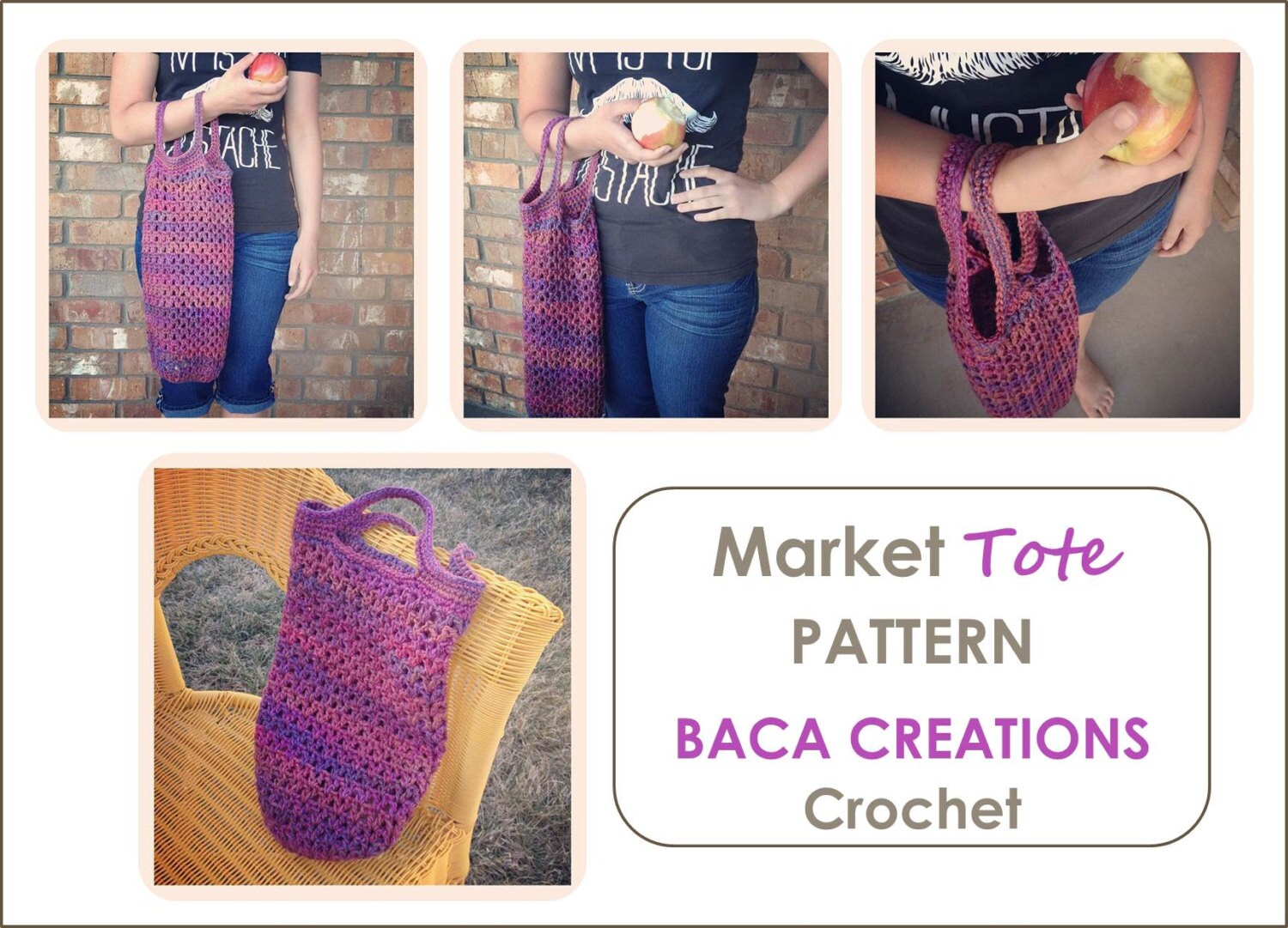 PDF Crochet Pattern Market Tote wine Skinny Fat Bag - Etsy