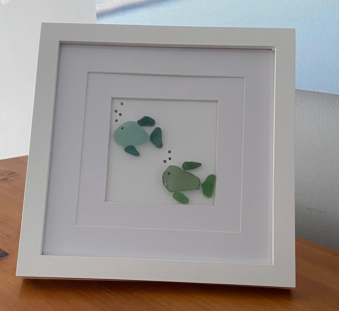 Sea Glass Fish, Framed Sea Glass Art, Genuine Sea Glass - Etsy