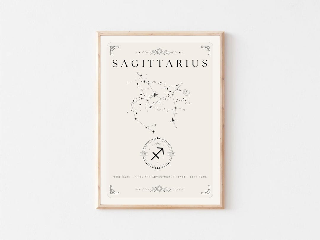 Printable Sagittarius Poster - Zodiac Art & Constellation - Tarot Card ...