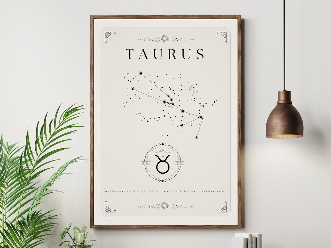 Taurus Printable Poster – Zodiac Sign Art – Taurus Constellation ...