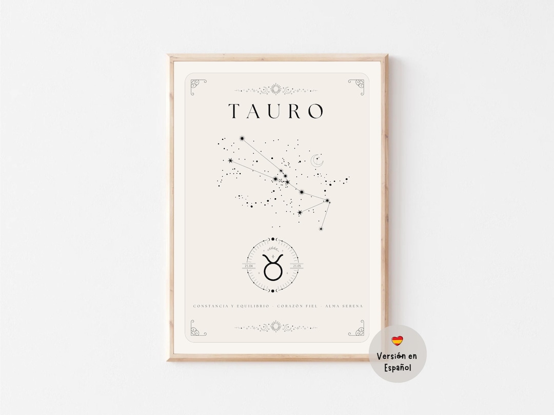 Taurus Zodiac Poster – Printable Astrology Art in Spanish – Taurus ...