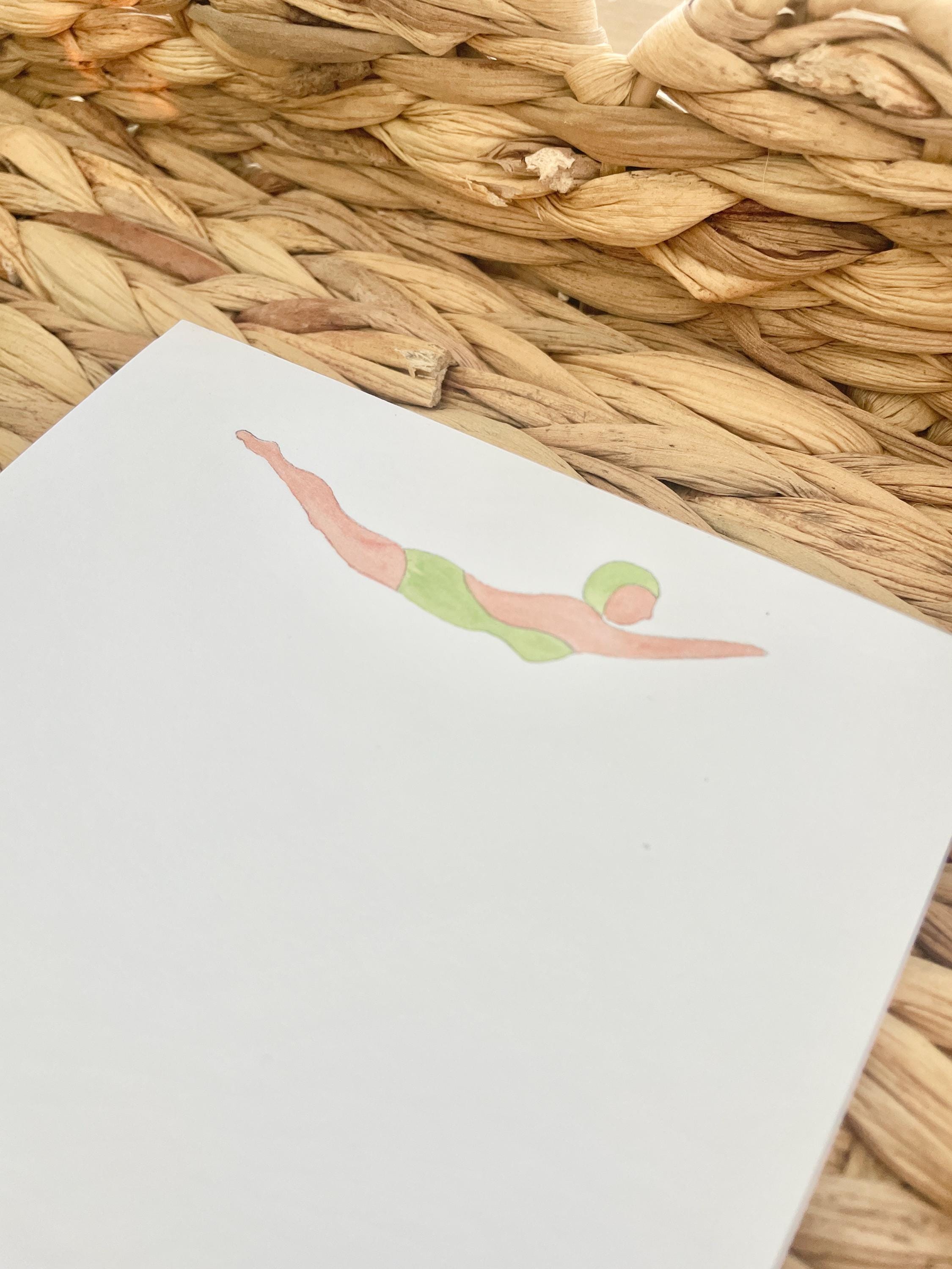 Retro Diving Girl Green Bathing Suit Swimmer Girl Paper Notepad - Etsy