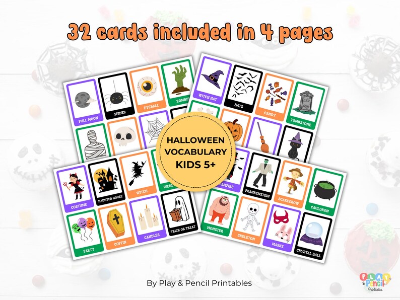 Halloween Flashcards Printable Activity for Kids - Fun Vocabulary Game ...