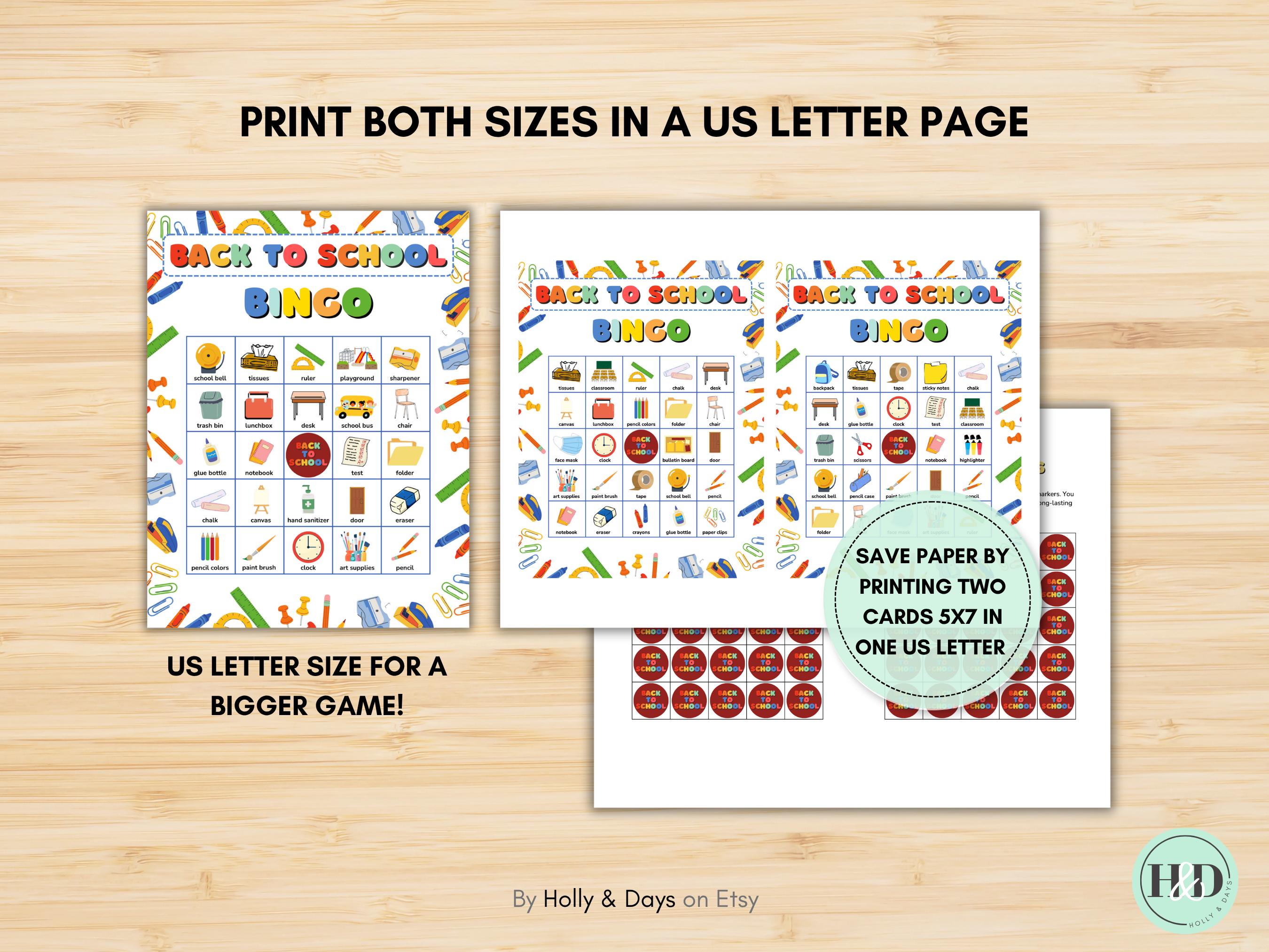 Back to School Bingo Game: First Day Activity, Printable Classroom Fun ...