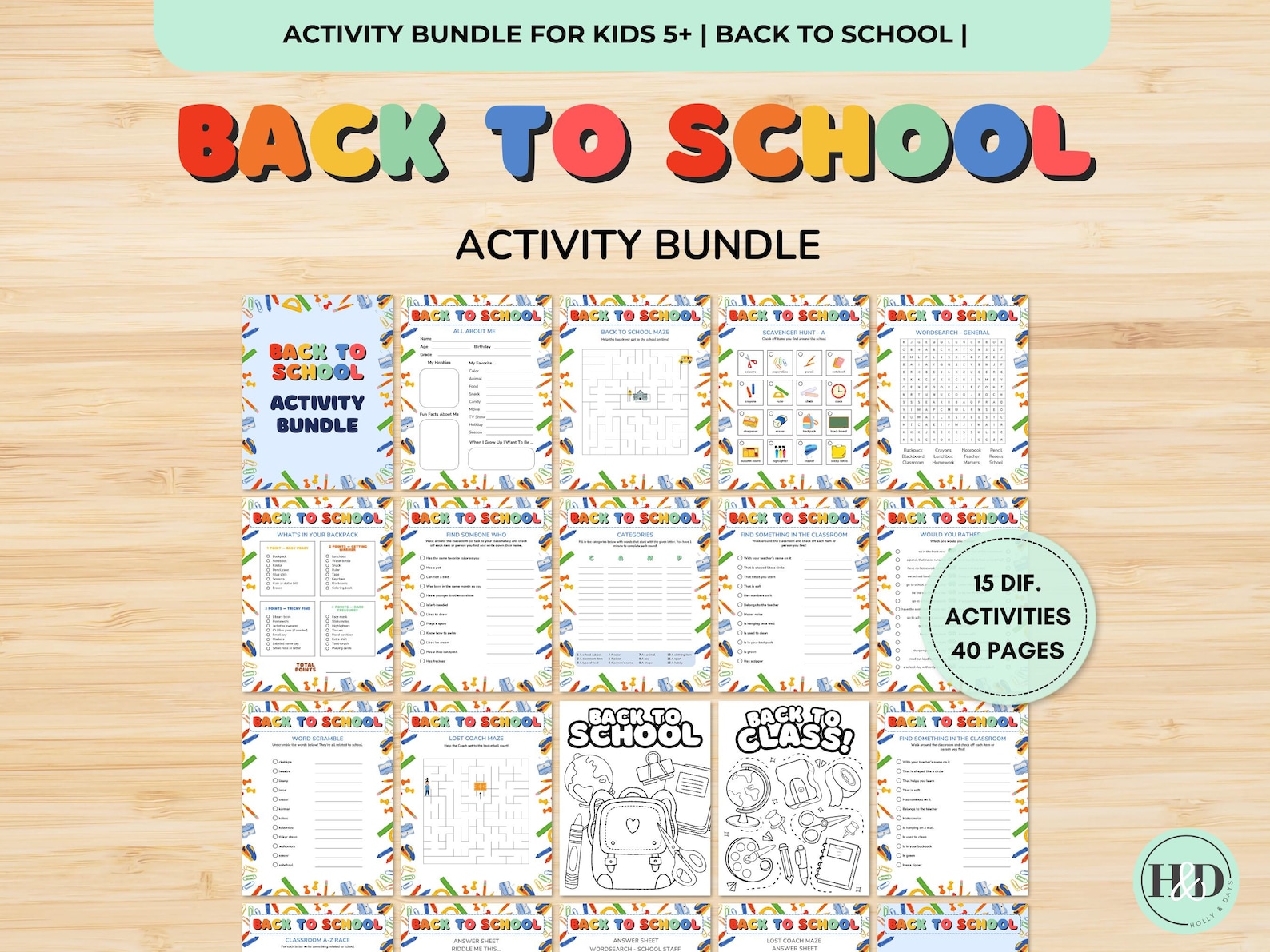 Back to School Activity Bundle for Kids First Day of School Printable ...