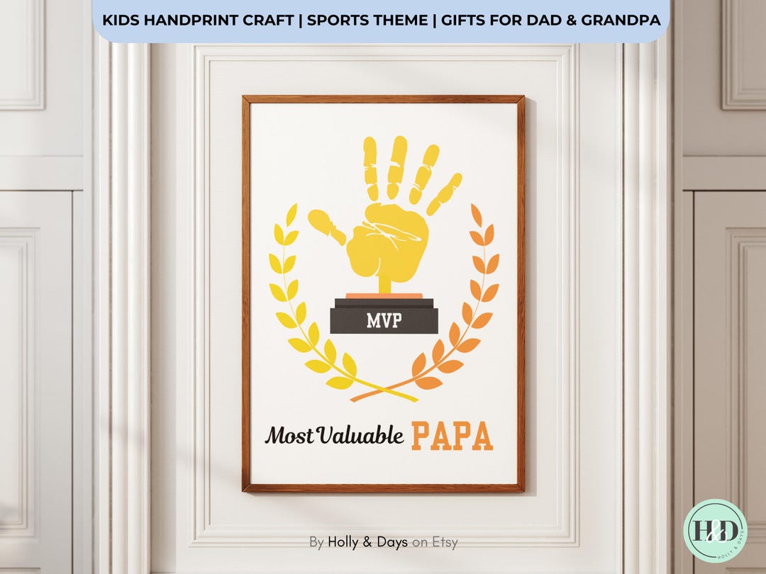 Fathers Day Handprint Craft for Sports Dad Birthday Gift From Kids ...