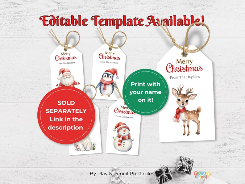 Christmas Season Gift Tags Printable, Watercolor Winter Animals ...