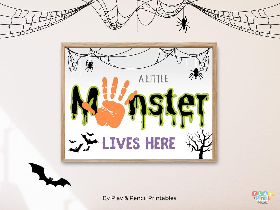 Halloween Handprint Craft Door Sign for Kids Custom Decor Activity ...