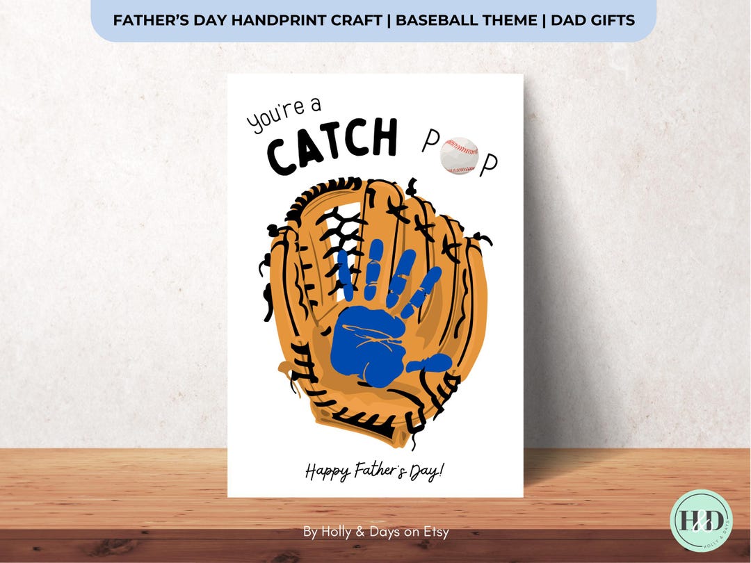 Father's Day Handprint Craft for Baseball Dad DIY Present for Grandpa ...