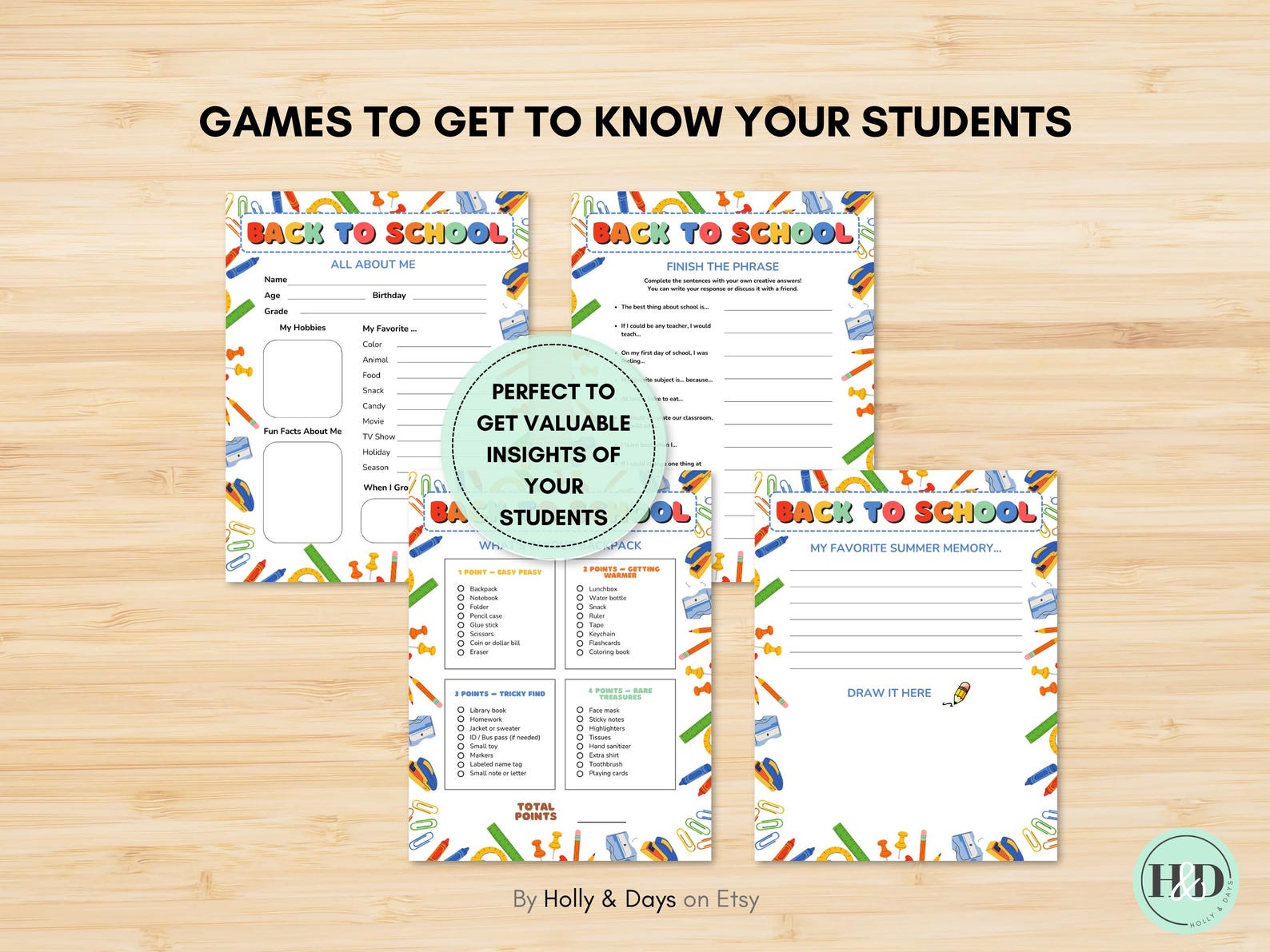 Back to School Activity Bundle for Kids First Day of School Printable ...