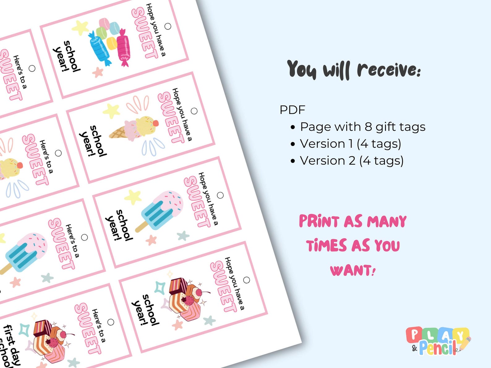 Sweet School Year Gift Tags: Printable Back to School Favor for ...
