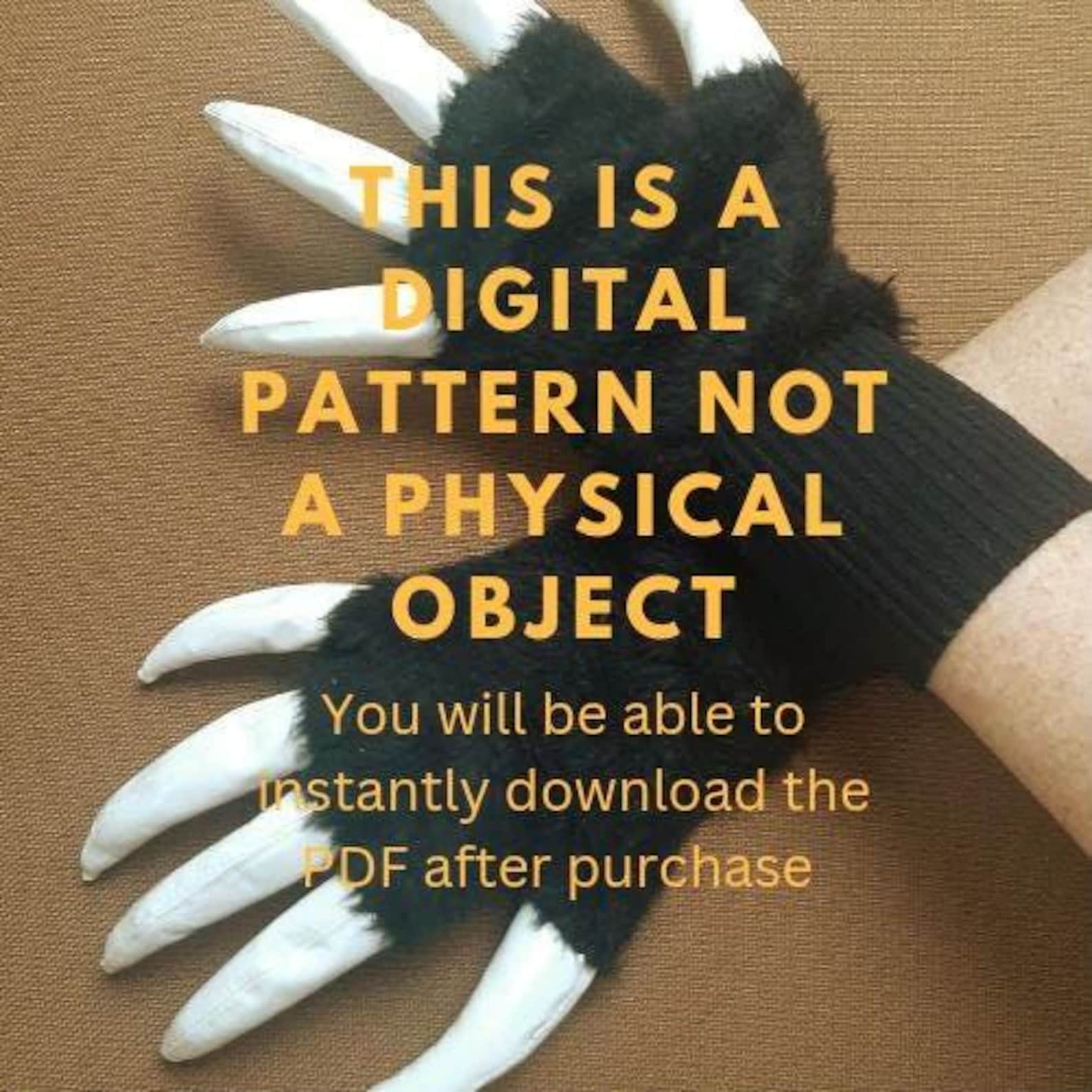 Husk Style Cosplay Gloves Pattern, Paw Pattern for Costume Making, Demon Clawed Hand Blueprint ...
