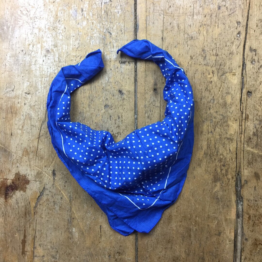 European Vintage Polka Dot Spotted Bandana Bright Blue and White - Etsy