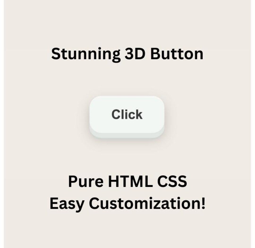 3d Css Button Customizable Pure Htmlcss No Javascript Web Design Element Etsy 3759