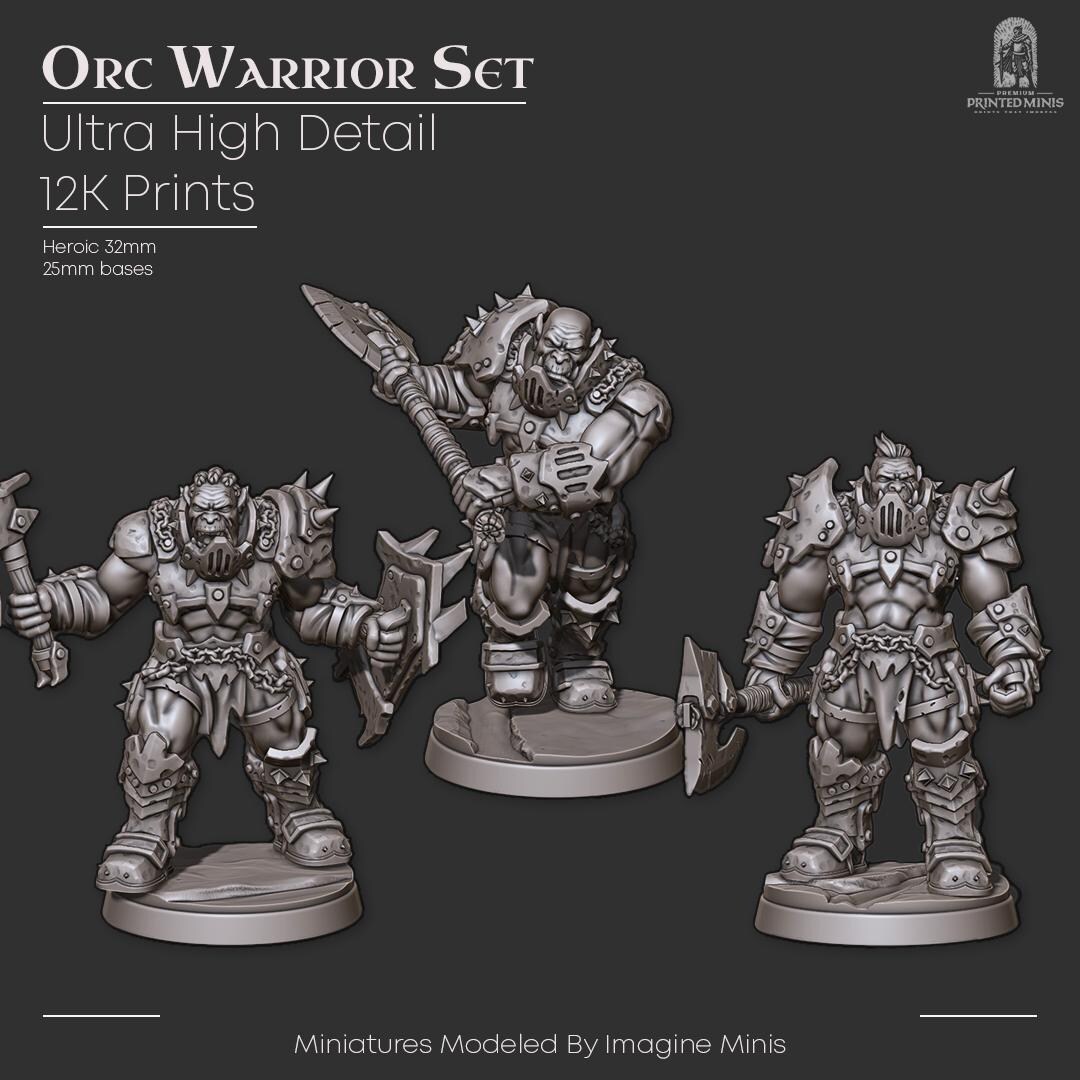 Orc Warrior Miniatures Set | 12K Resin Print Orc Fighters for Dnd ...