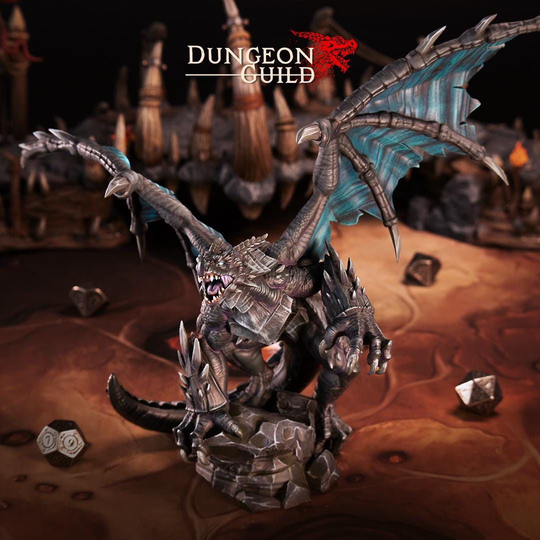 Obsidian Dragon Miniature | Boss Monster Ivoran | 205mm (8") Large ...