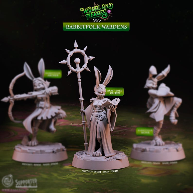 Rabbitfolk Minis | Archer, Cleric & Monk Miniatures | Cast N Play | 16K ...
