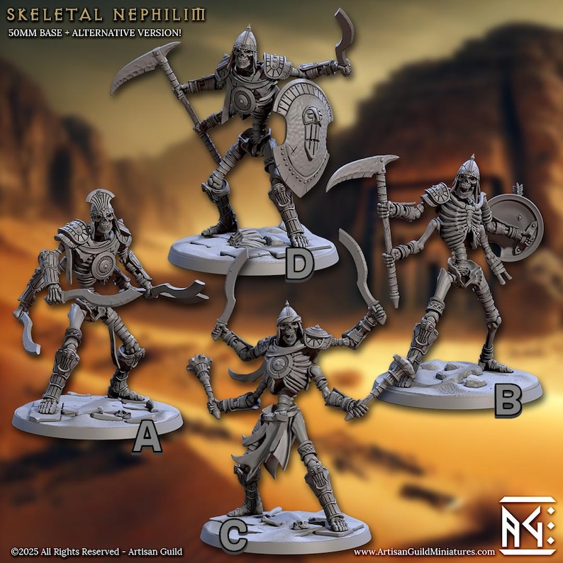 Skeletal Nephilim Miniatures | Large Undead Monsters for Dnd, Pathfinder, Wargames | Heroic ...