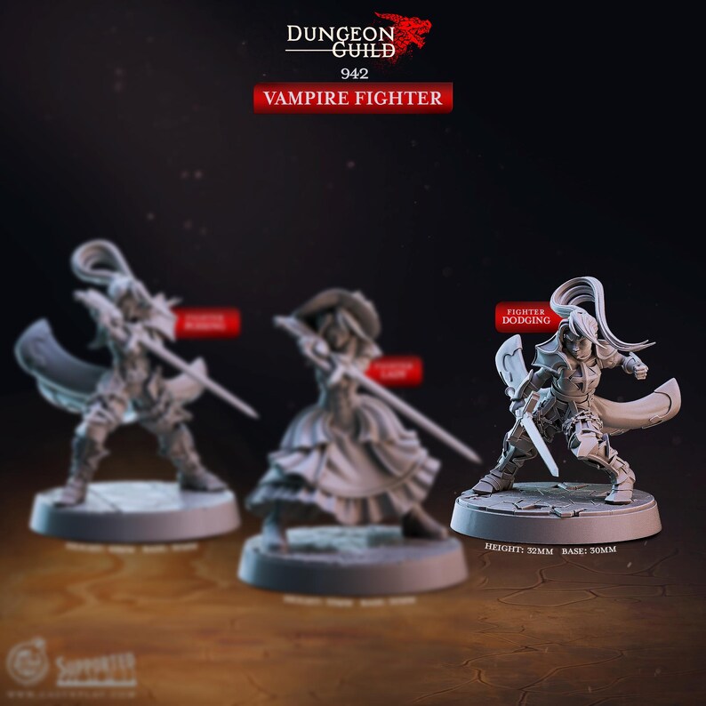 Female Vampire Fighter Miniatures | D&D Undead Warrior| Tabletop RPG ...