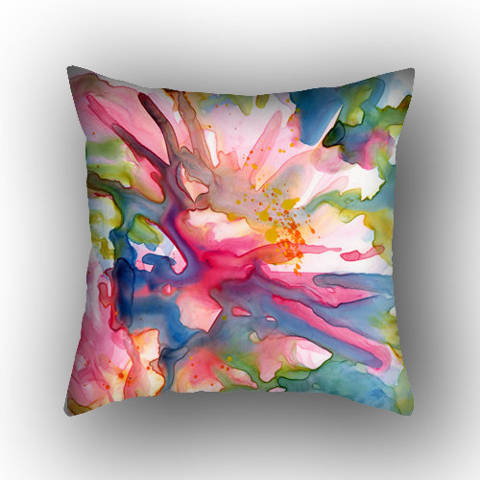 Colorful Hot Pink and Teal Watercolor Throw Pillow Cover - Etsy