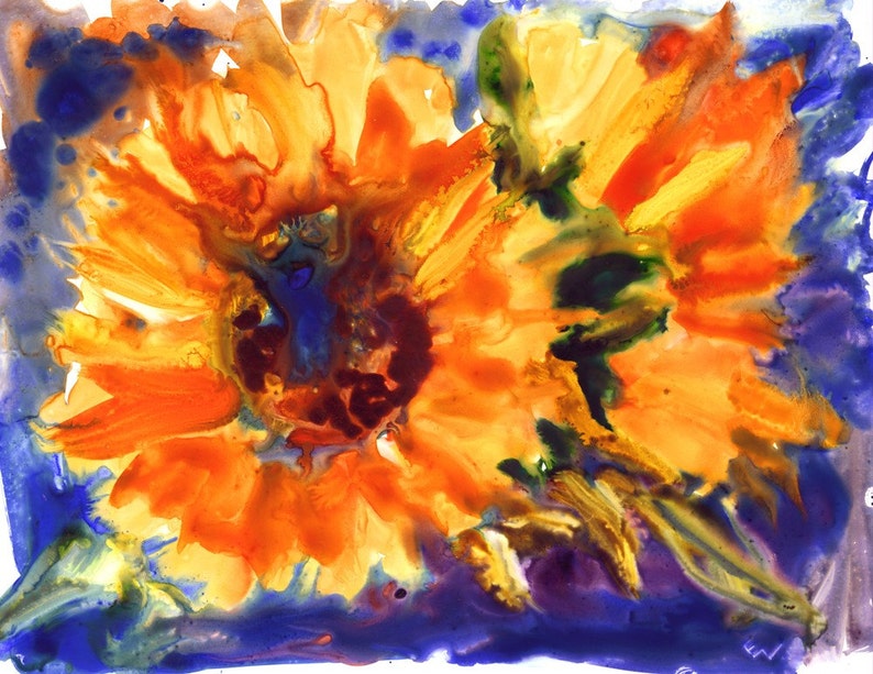 Sunflowers Watercolor on Yupo Signed Fine Art Giclee Print - Etsy