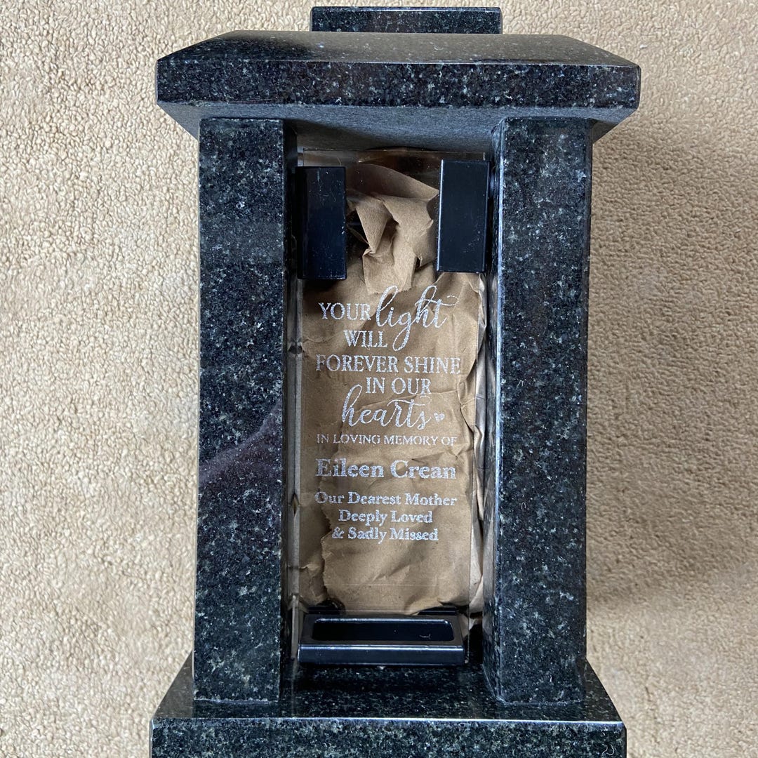 Custom Engraved Granite Cemetery Lantern, Personalized Memorial Light ...