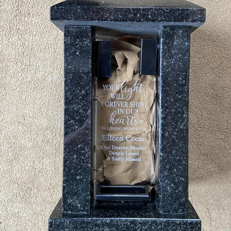 Rectangular Granite Grave Lantern, Custom Engraved Memorial Light ...