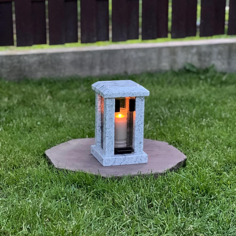 Rectangular Granite Grave Lantern, Custom Engraved Memorial Light ...