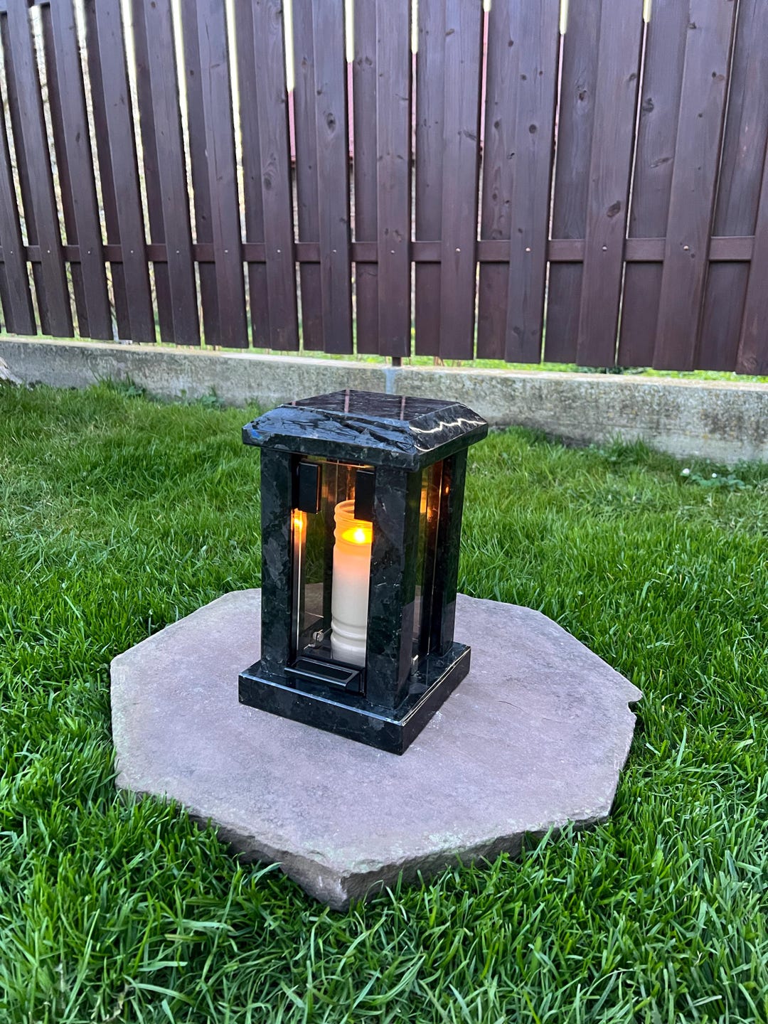 Granite Memorial Lantern | Candle Holder for Tombstone | Memorial Gift ...
