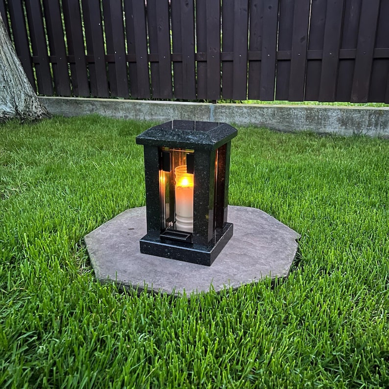 Rectangular Granite Grave Lantern, Custom Engraved Memorial Light ...