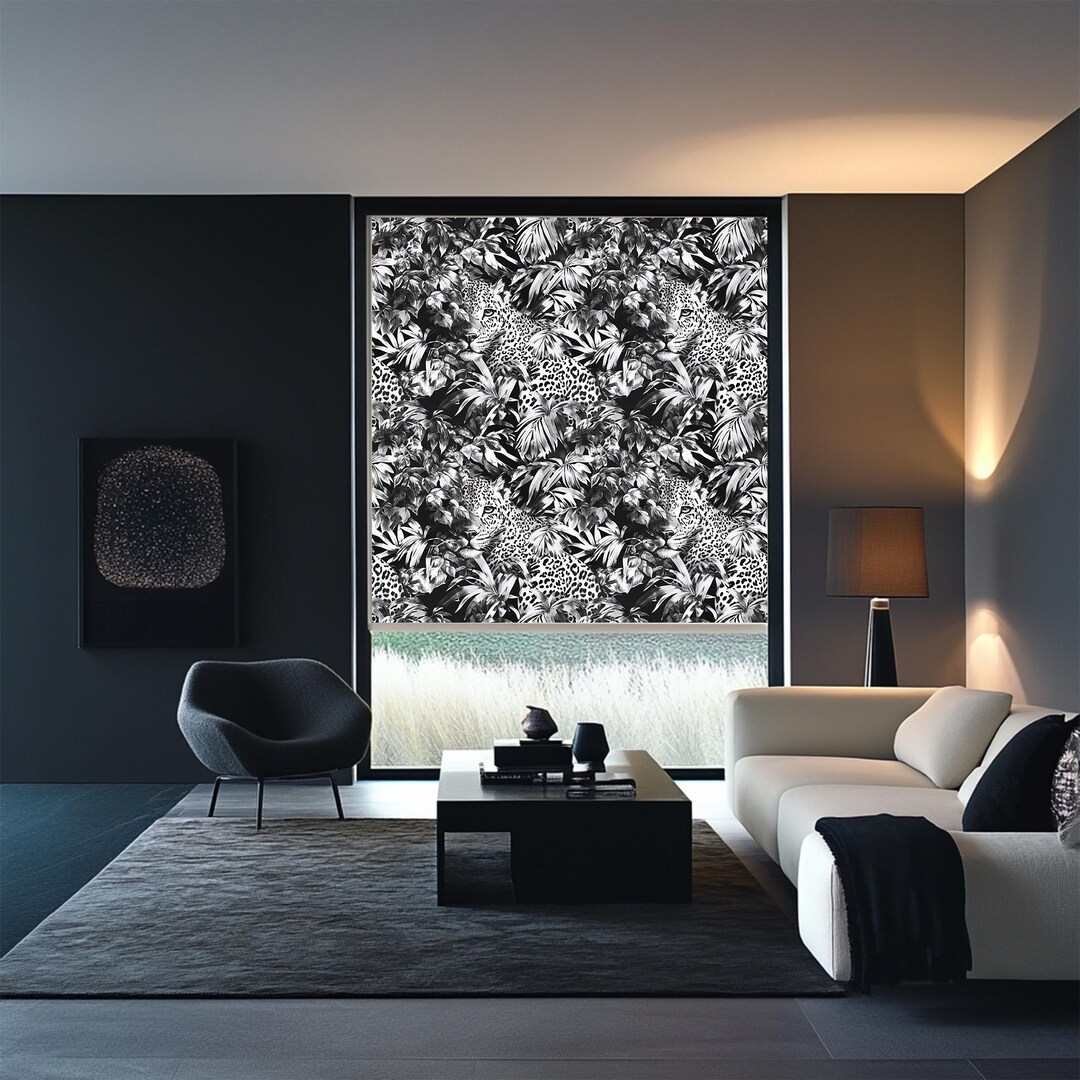 Black and White Leopard Patterned Roller Blinds, Printed Roller Shade ...