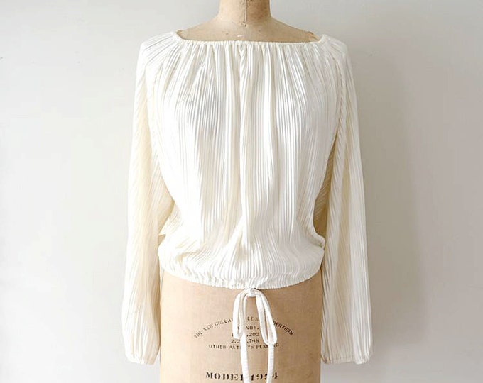 Vintage 1970s Shirt : 70s Ivory Snow Pleated Billow Top - Etsy