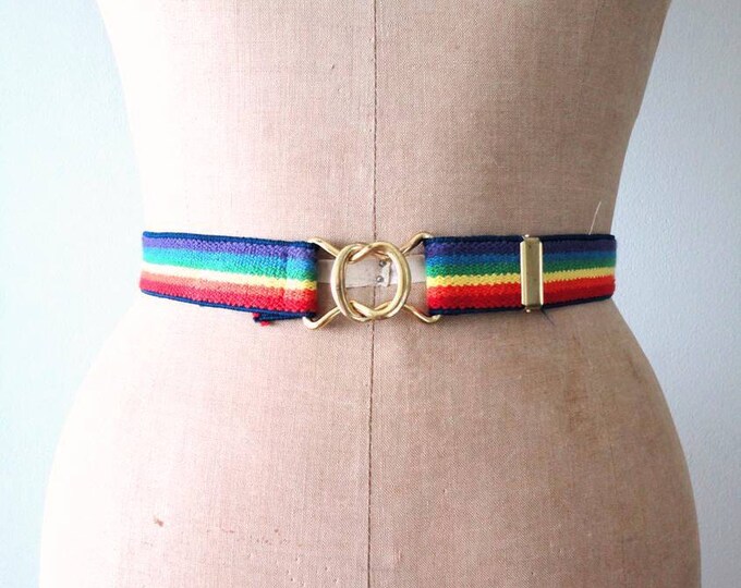 Vintage Rainbow Stripe Stretchy Belt - Etsy