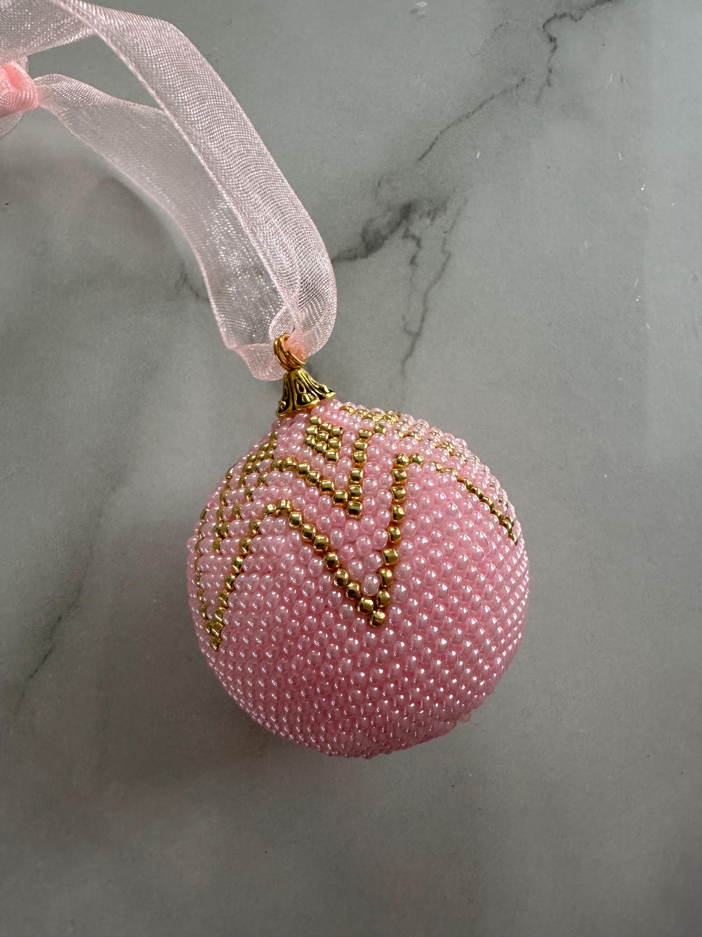 Handmade Beaded Christmas Bauble - Etsy