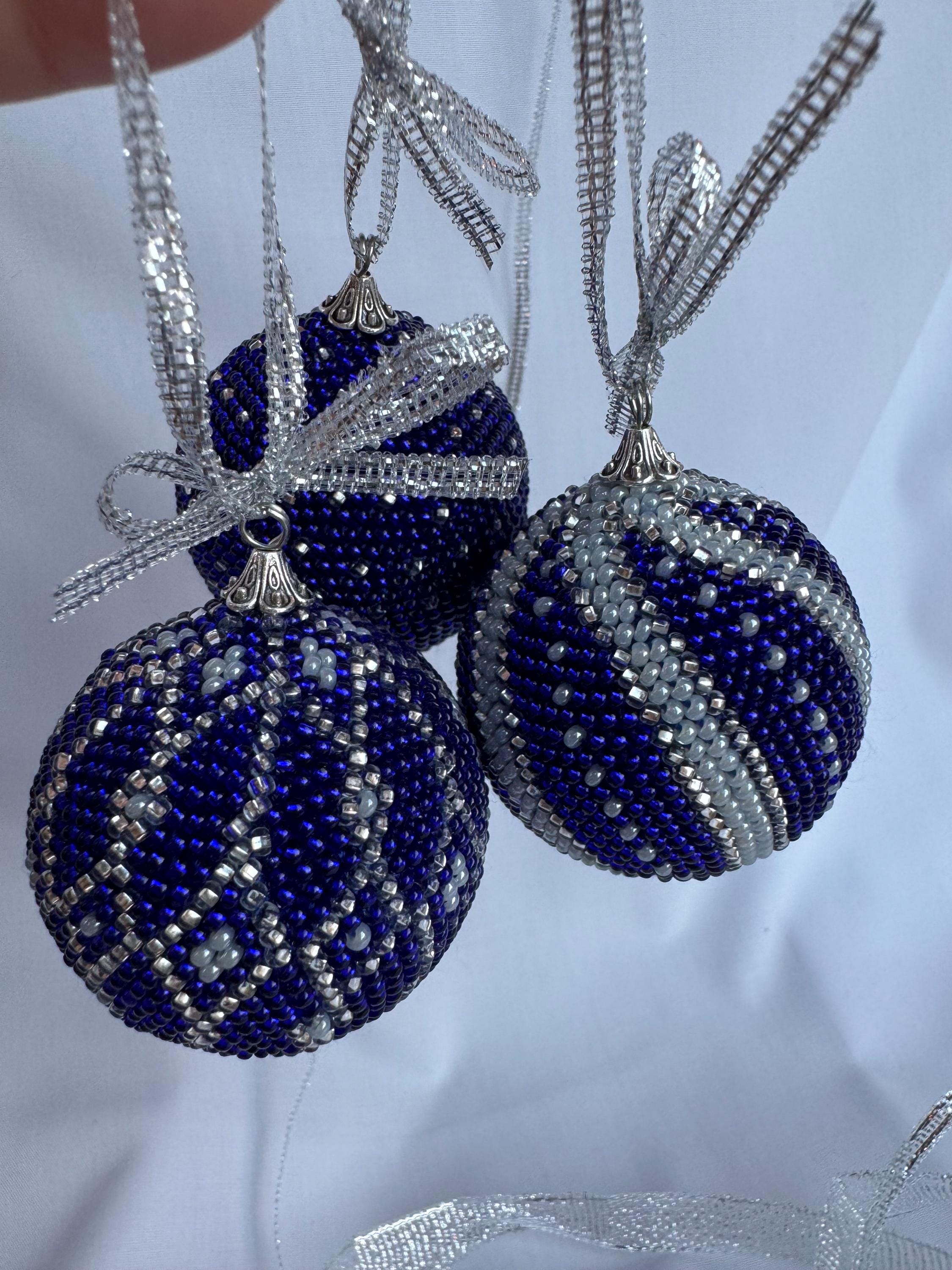 Handmade Beaded Christmas Bauble - Etsy