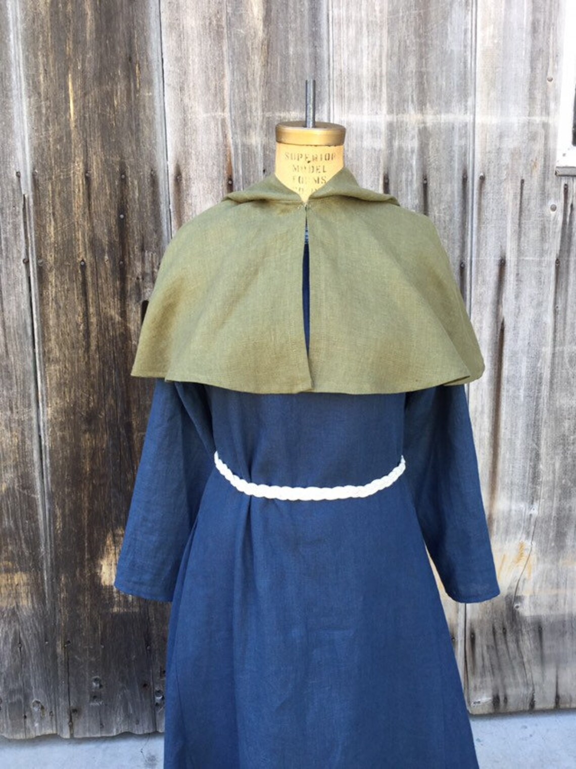 Ladies Linen Medieval Hooded Mantle Hood Short Cape Capelet - Etsy